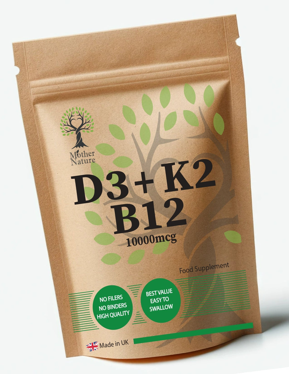 Vitamin D3 10000iu K2 MK7 Vitamin B12 10000iu High Potency Clean ...